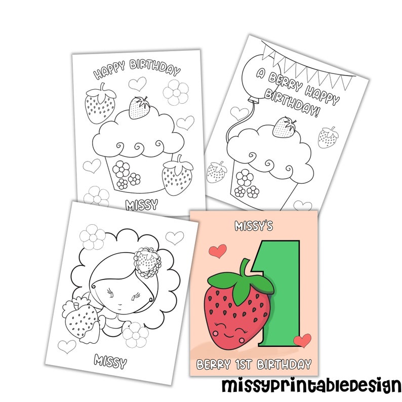 Personalized Berry Coloring Pages Custom Berry Party Coloring - Etsy