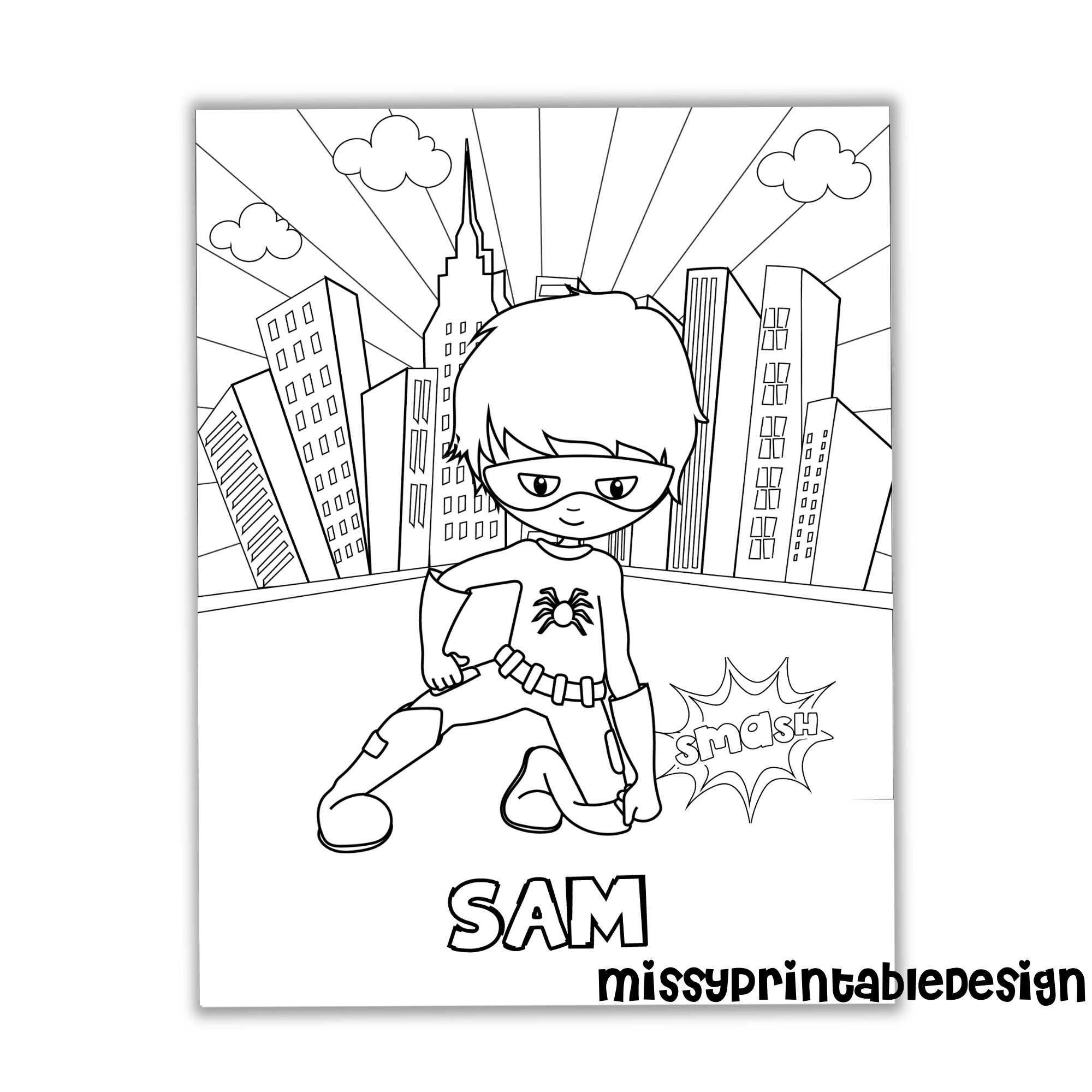 Personalized Superhero Coloring Pages Custom Superhero - Etsy