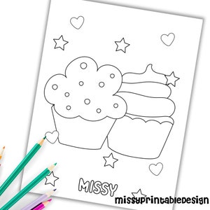 Personalized Cupcake Party Coloring Pages, Custom Cupcake Birthday ...