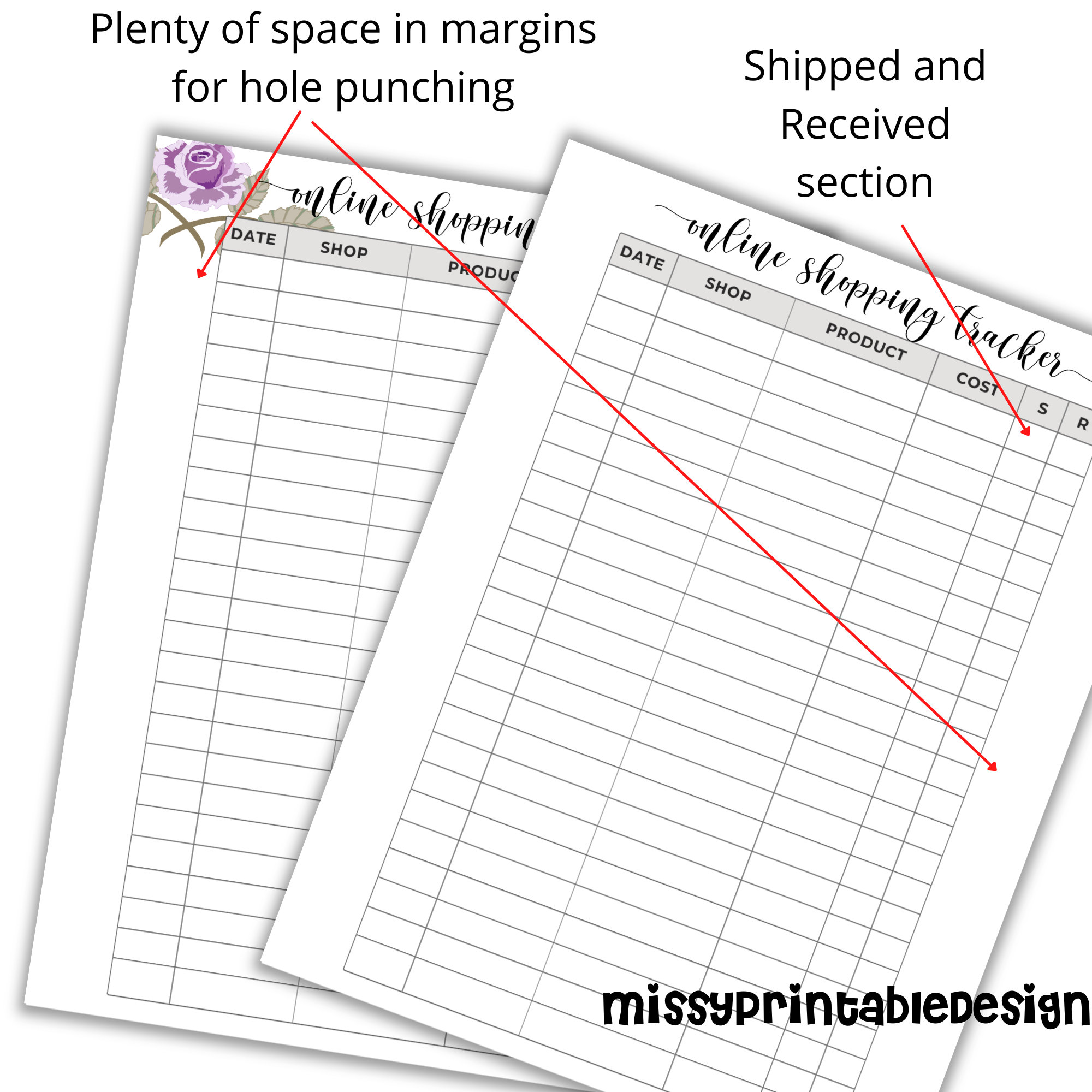 Printable Online Shopping Tracker, Letter A5 Sizes (INSTANT DOWNLOAD ...