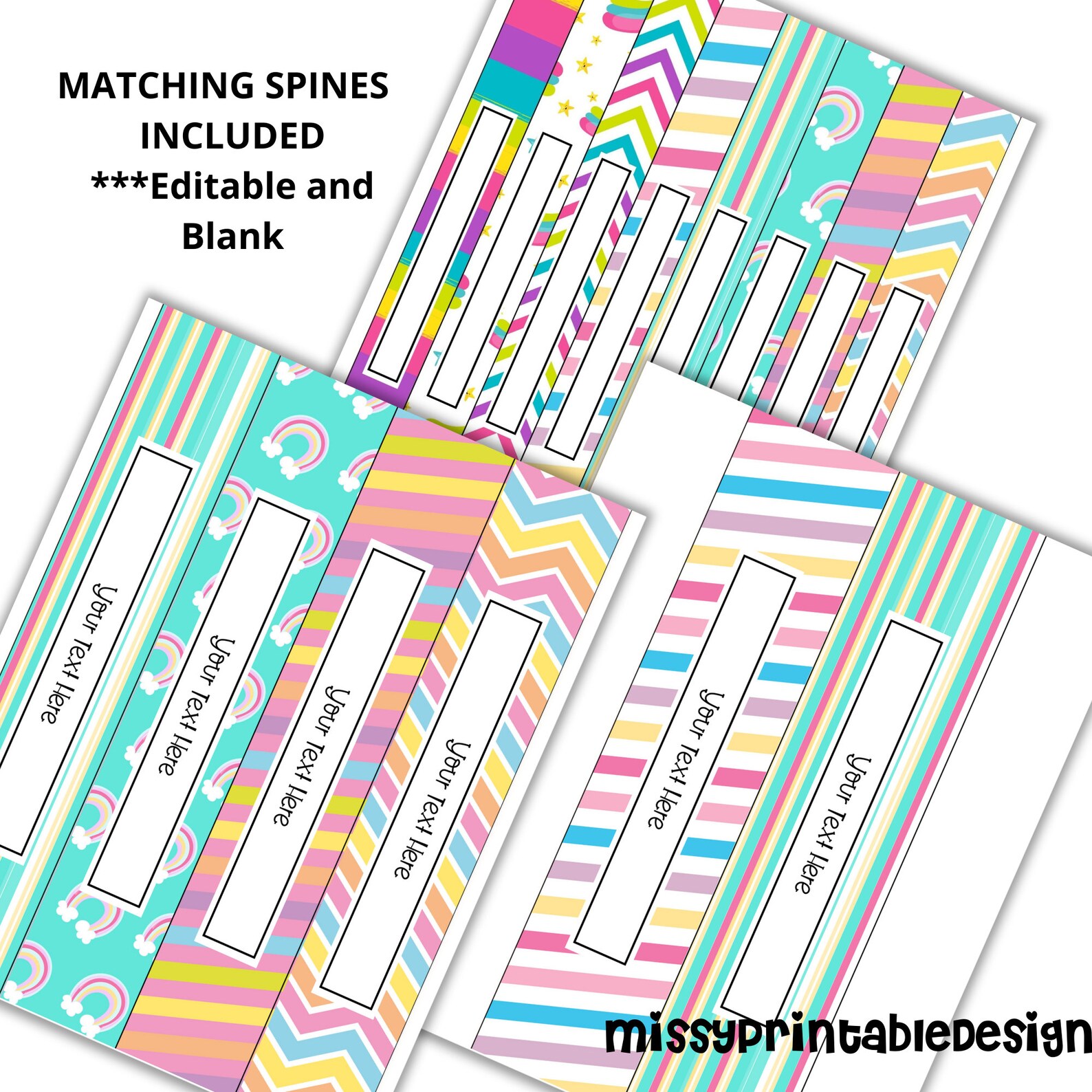 Editable Rainbow Binder Covers & Spines Printable Binder | Etsy