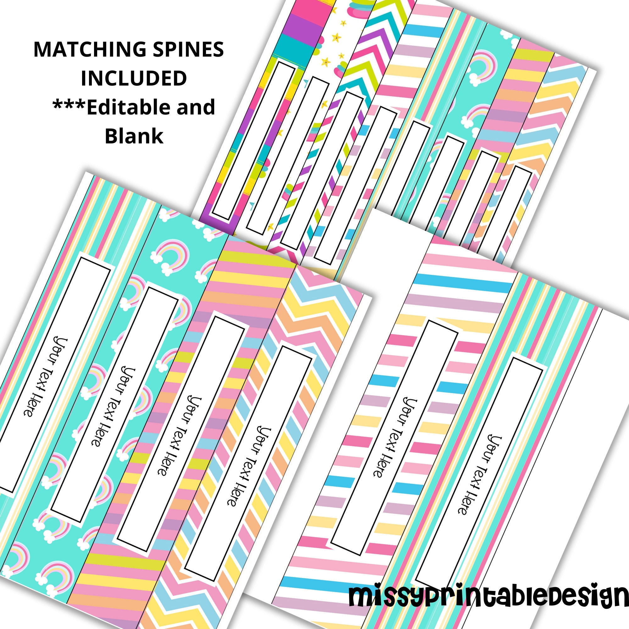 Editable Rainbow Binder Covers & Spines Printable Binder - Etsy