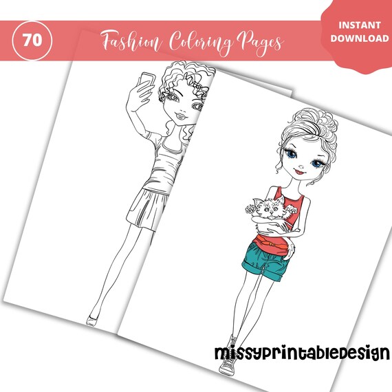 Fashion/Hipster - 70 Printable Coloring Pages, Coloring book pages for ...