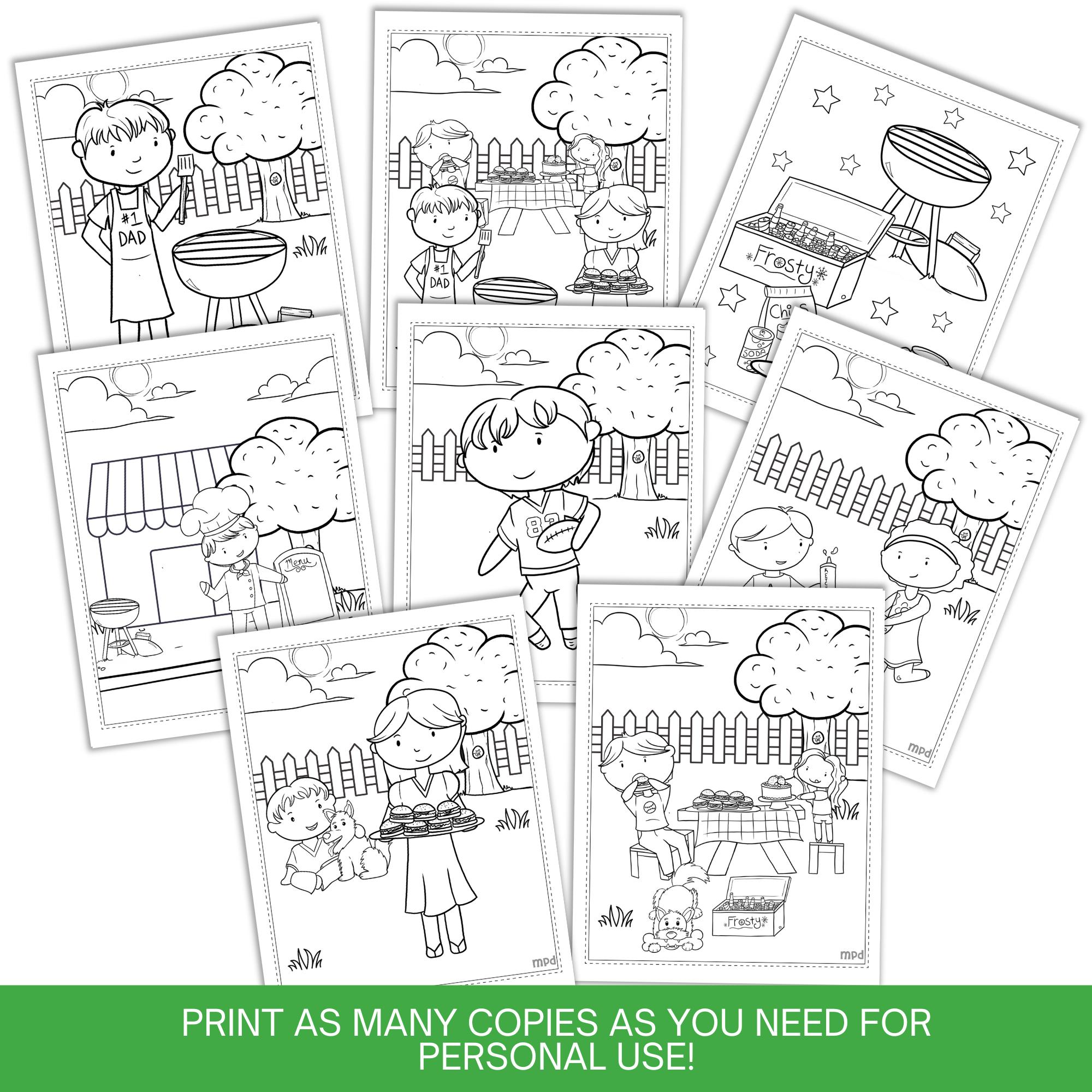 Barbeque Coloring Pages, Printable BBQ Coloring Book for Kids, INSTANT ...