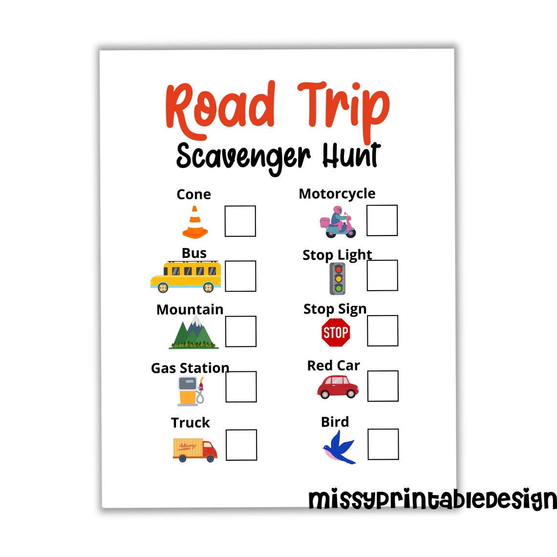 Road Trip Scavenger Hunt Printable Road Trip Scavenger Game - Etsy