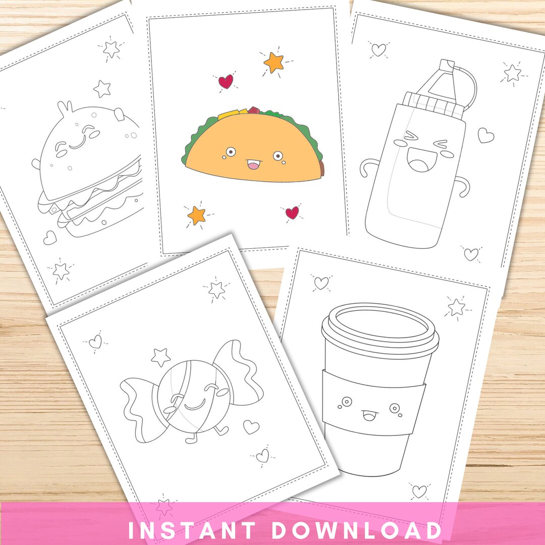 Kawaii Food Coloring Pages, Printable Kawaii Food Activity Coloring ...