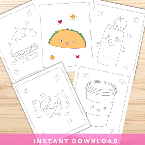 Kawaii Food Coloring Pages, Printable Kawaii Food Activity Coloring ...
