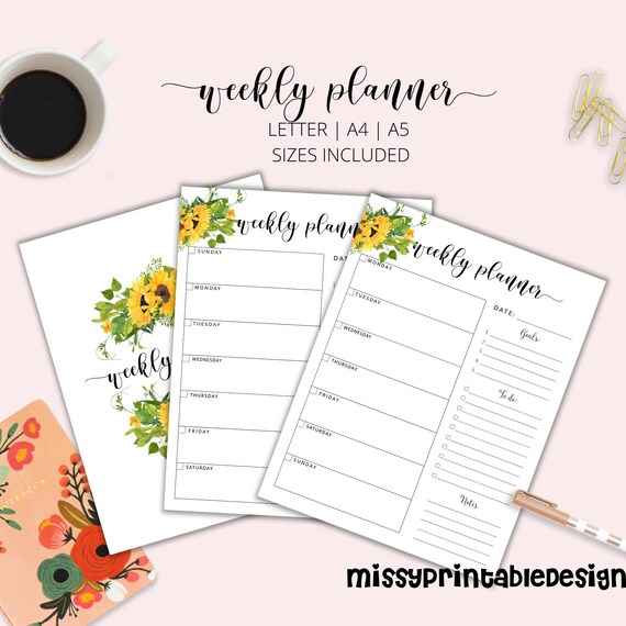 Weekly Planner, Printable Week at a Glance, Weekly Schedule, Weekly ...