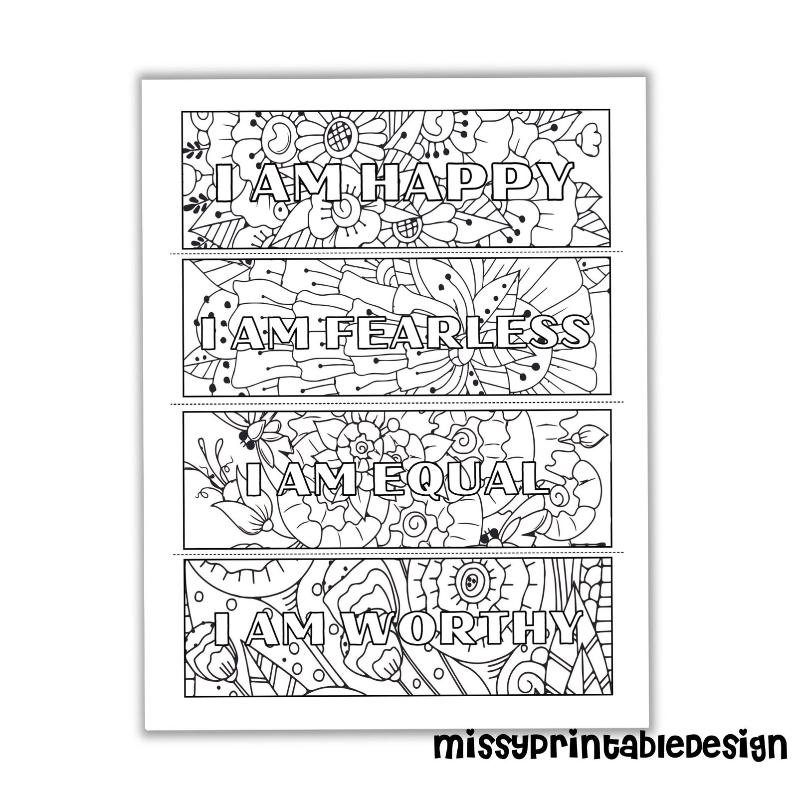 Positive Affirmation Coloring Bookmarks set of 12 Printable - Etsy