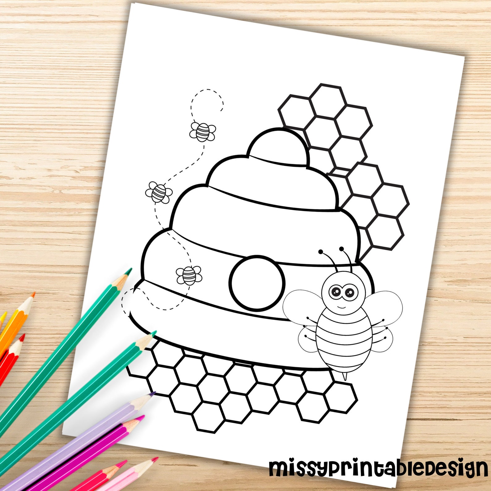 Bee Coloring Pages Bee Printable Coloring Pages for Kids Bee - Etsy