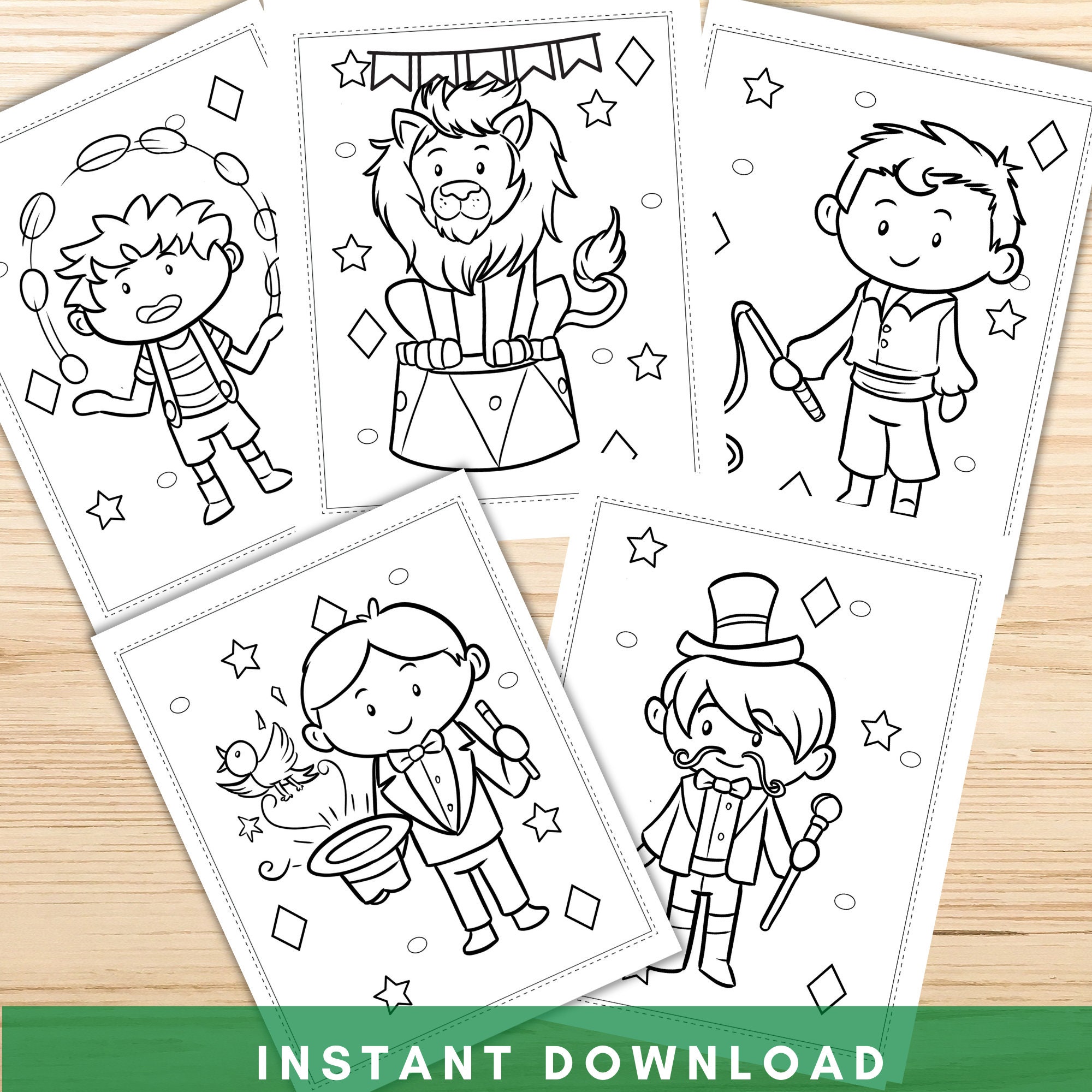 Circus Coloring Pages for Kids, Printable Circus Party Art (digital ...