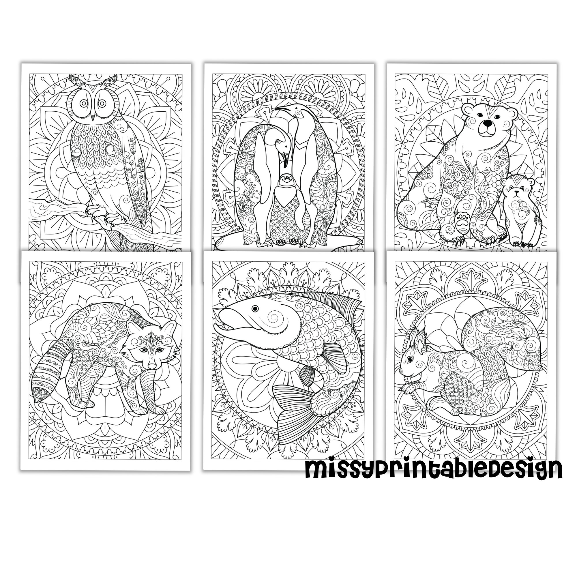 Animal Mandala Coloring Pages Printable Animal Mandala - Etsy Australia