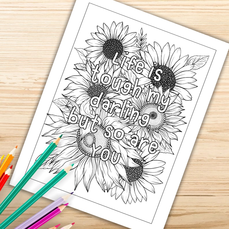 Stress Relief Quotes Coloring Pages Adult Coloring Pages - Etsy