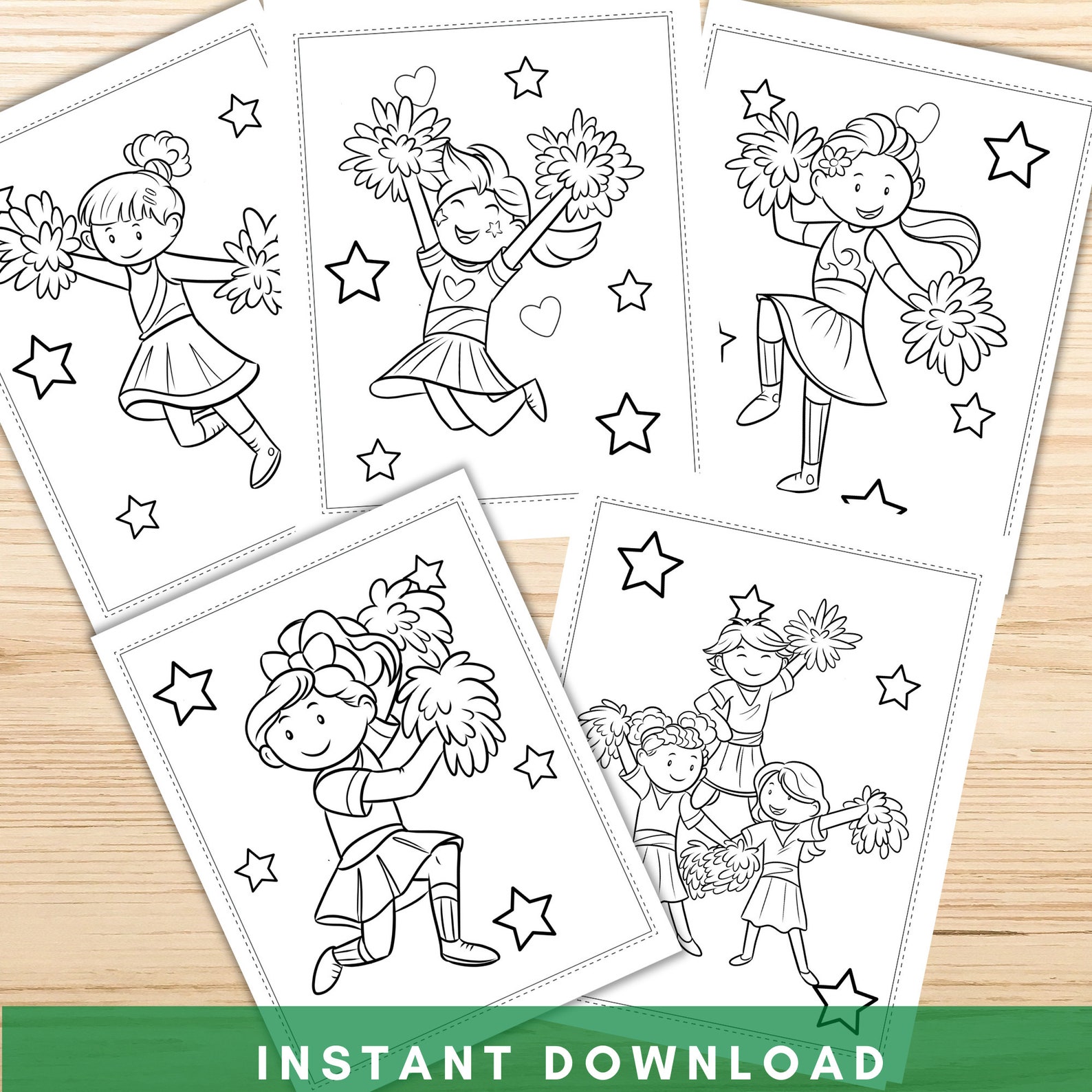 Cheerleading Coloring Pages Printable Cheerleader Coloring - Etsy