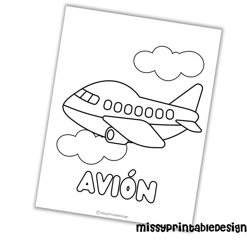 Spanish Transportation Coloring Pages for Kids Vehicle - Etsy