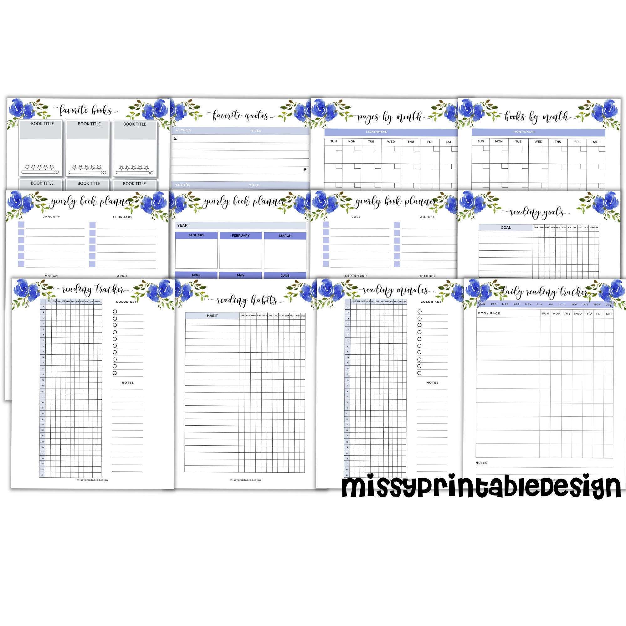 Reading Journal Printable Book Review Journal Book Reading - Etsy