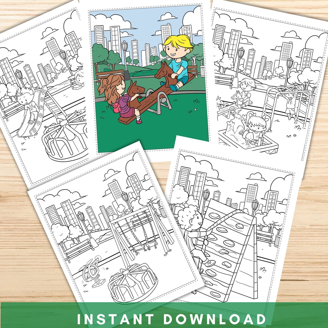 Playground Coloring Pages Printable Playground Coloring Book - Etsy