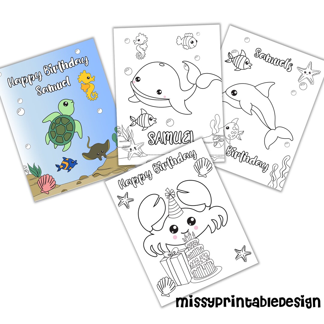 Personalized Under the Sea Party Coloring Pages, Custom Under the Sea ...