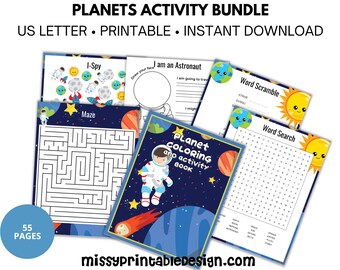 Space Activity Book for Kids, Printable Space Coloring, Printable Space ...