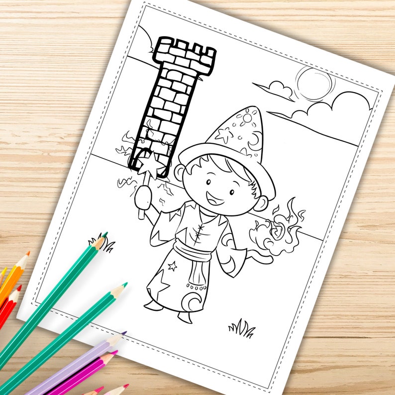 Wizard Coloring Pages Printable Wizard Coloring Book Wizard - Etsy