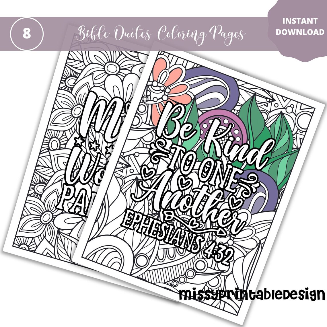 Bible Quotes Coloring Pages Adult Coloring Pages Floral | Etsy