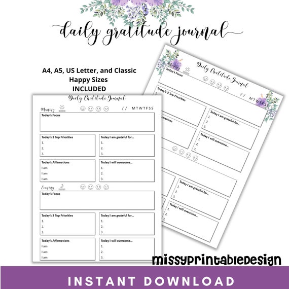 Daily Gratitude Journal Daily Check in Journal Happiness | Etsy