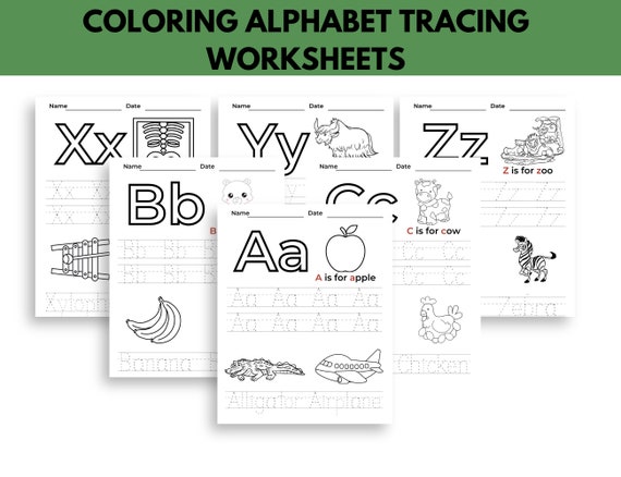 ABC Alphabet Tracing Worksheets, Printable Alphabet Coloring, Preschool ...