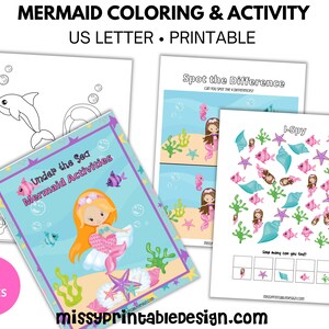 Mermaid Activities, Printable Coloring Pages, Mermaid Party Favors ...