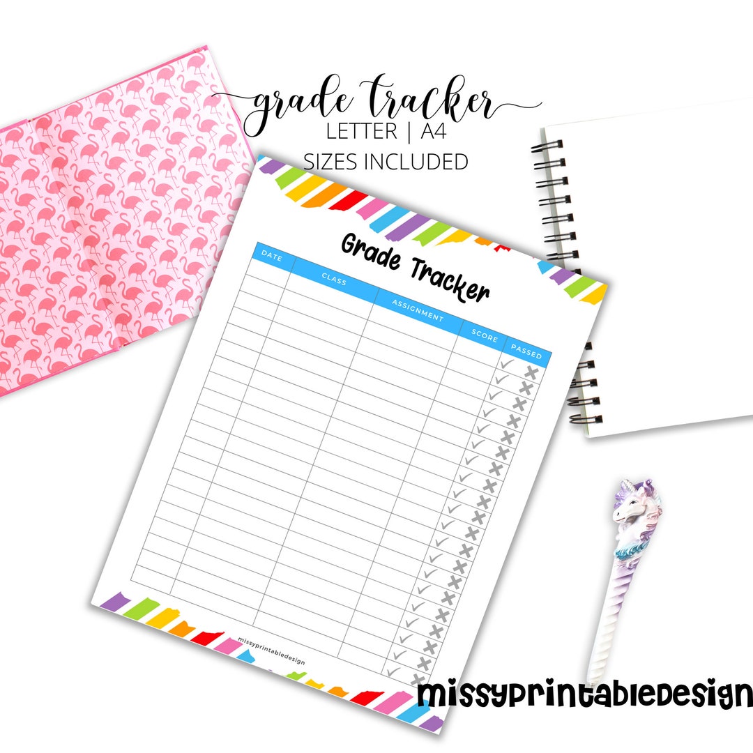Kids Grade Tracker, Printable Grade Log, Grade Organizer, Student Grade ...