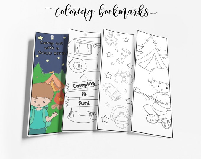 Camping Bookmarks Printable Coloring Bookmarks for Kids Printable ...