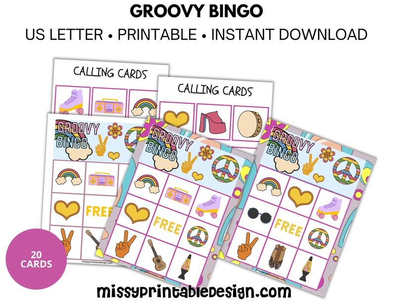 Groovy Bingo Cards Printable Groovy Bingo Game School Game - Etsy