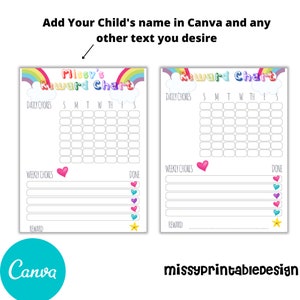 Personalized Rainbow Chore Chart for Kids, Kids Chores, Kids Reward ...