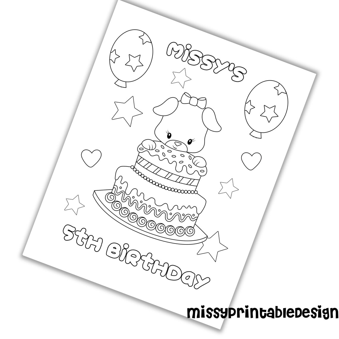 Personalized Puppy Party Coloring Pages Custom Puppy Birthday - Etsy