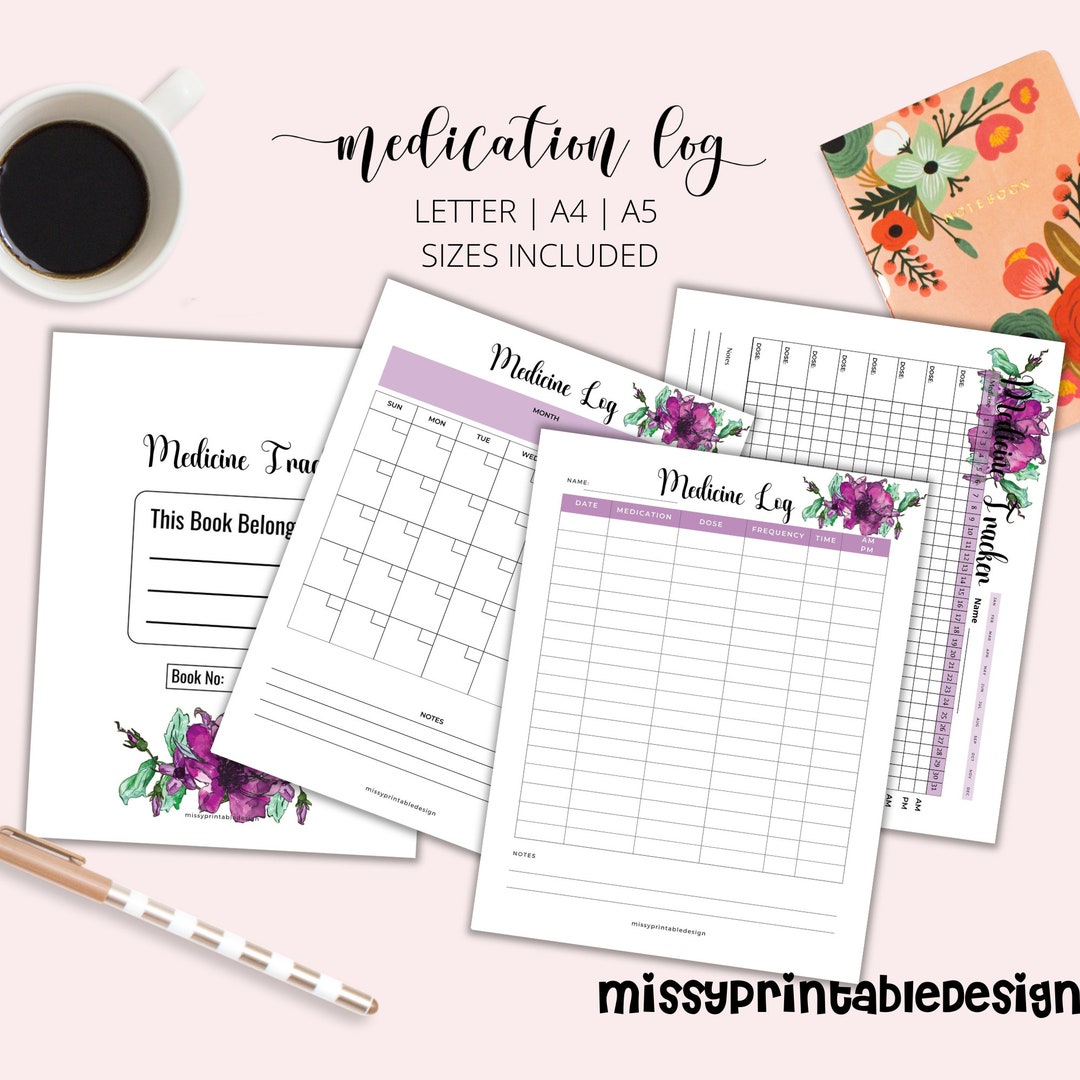 Medication Tracker, Printable Medication Log, Medication Journal ...