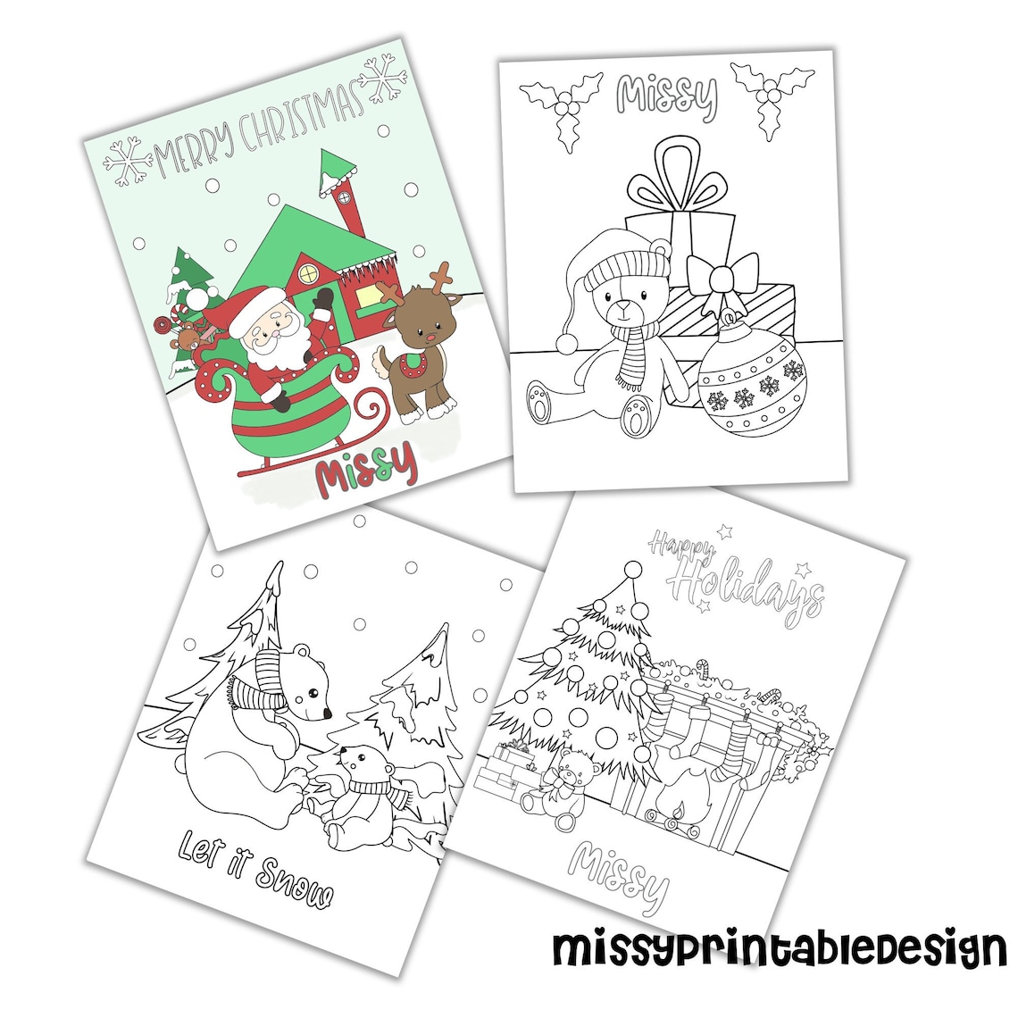 Personalized Christmas Coloring Pages Custom Christmas Party - Etsy