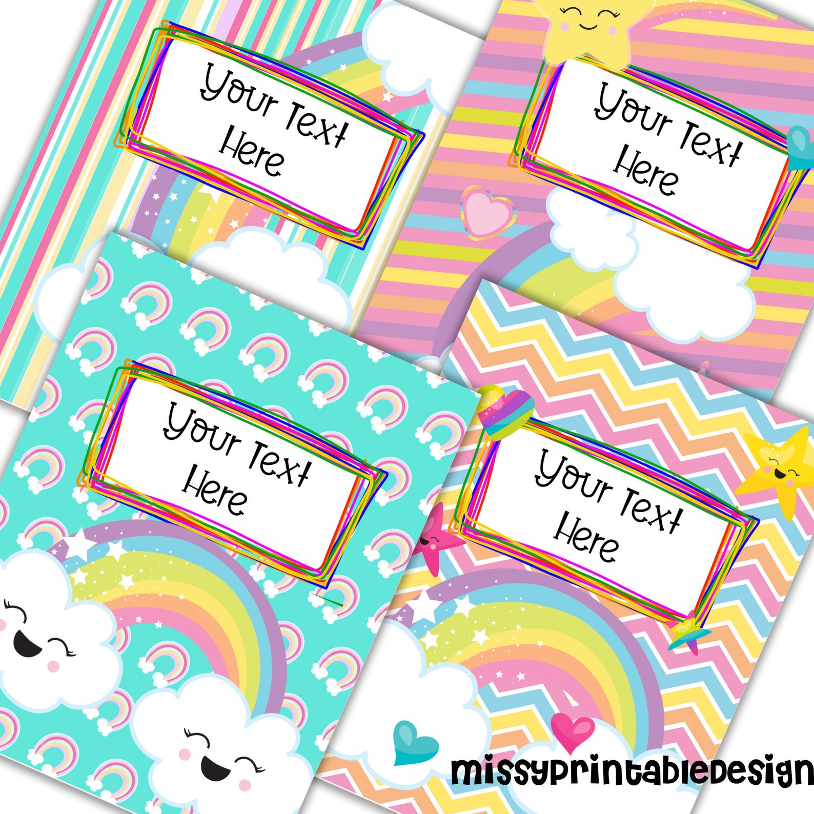 Editable Rainbow Binder Covers & Spines Printable Binder | Etsy