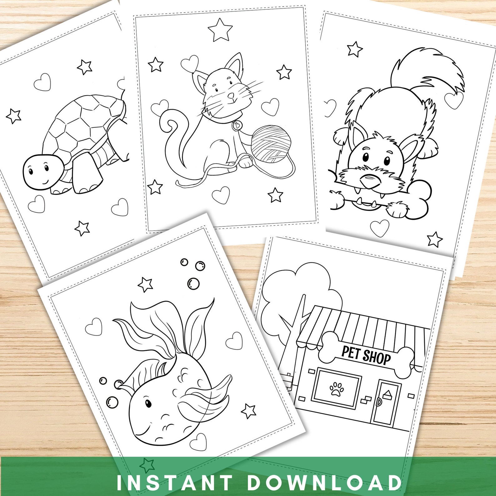 Pets Coloring Pages Printable Pets Coloring Book Pet - Etsy