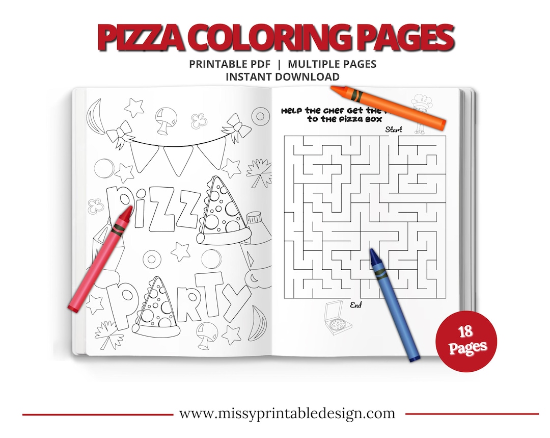 Pizza Coloring Pages, Pizza Party Printables, Pizza Birthday Party ...
