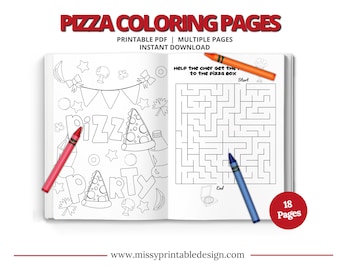 Printable Pizza Coloring Pages - Etsy
