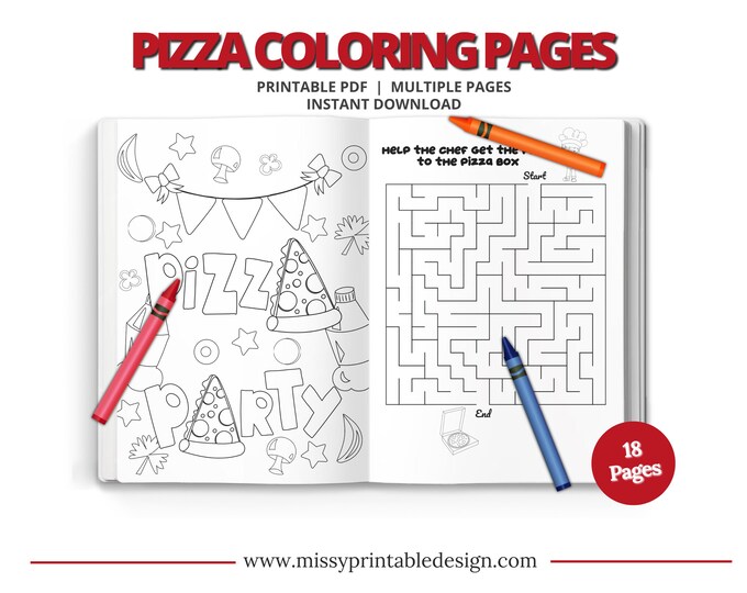 Pizza Coloring Pages, Pizza Party Printables, Pizza Birthday Games ...