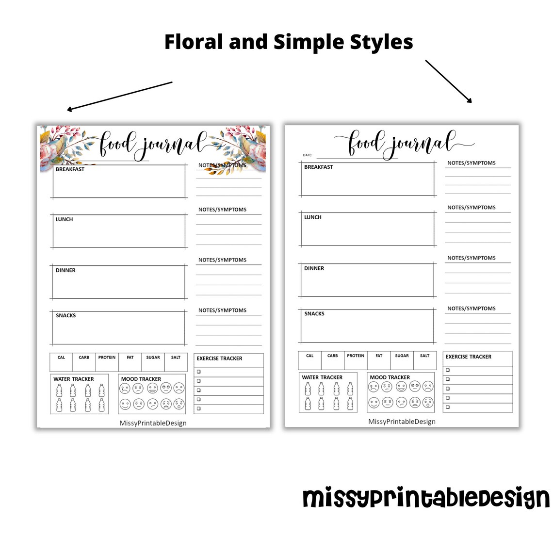 Daily Food Journal Printable Food Diary Daily Food Tracker | Etsy