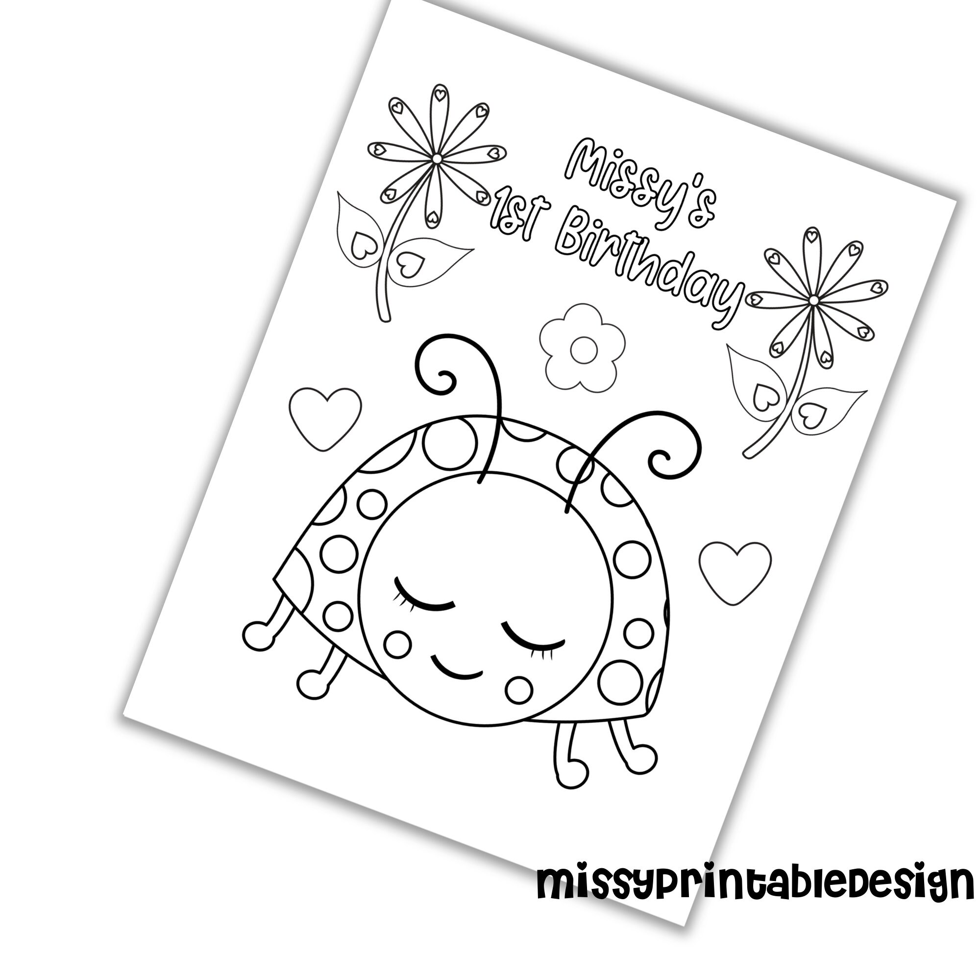 Personalized Ladybug Party Coloring Pages Custom Ladybug - Etsy
