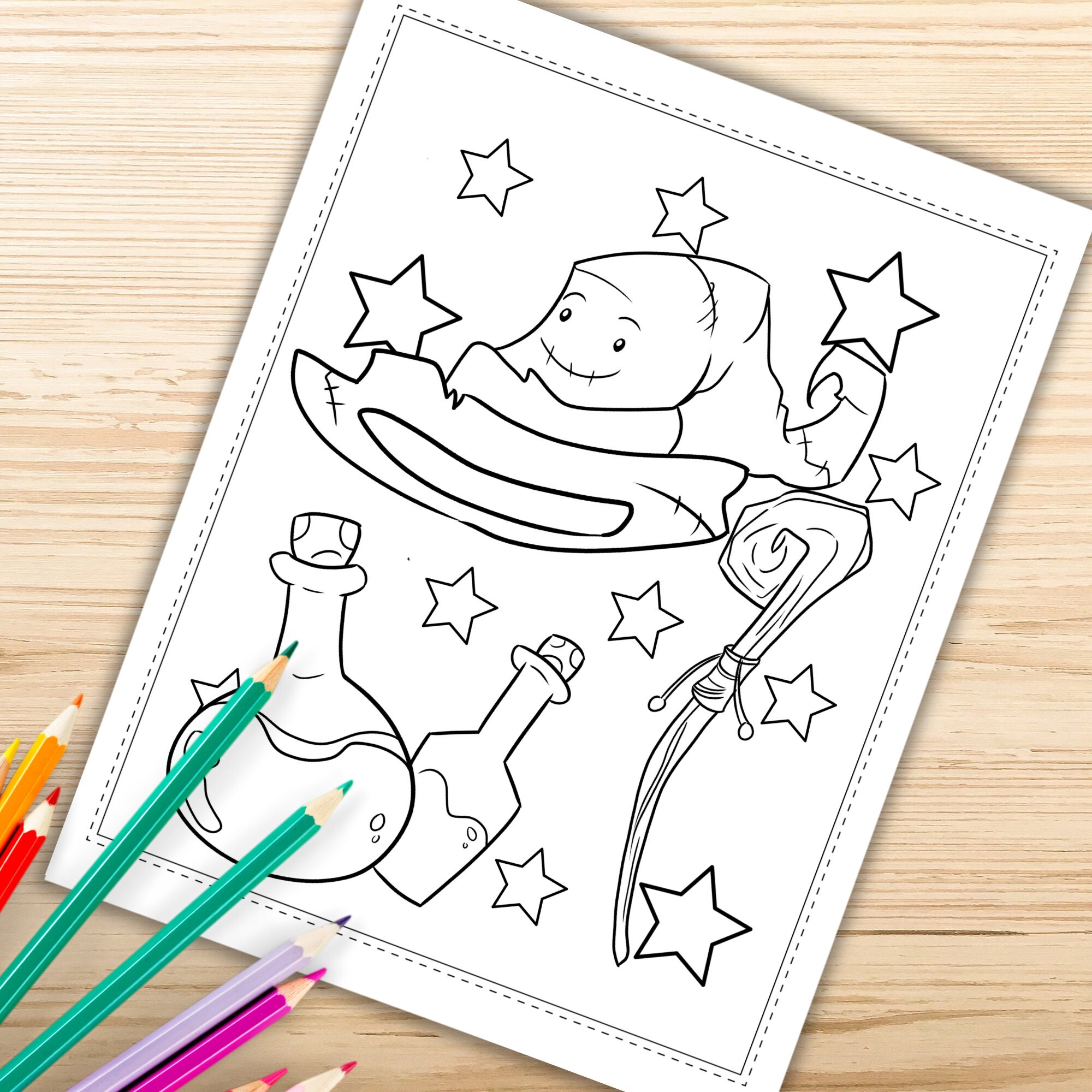 Wizard Coloring Pages Printable Wizard Coloring Book Wizard - Etsy