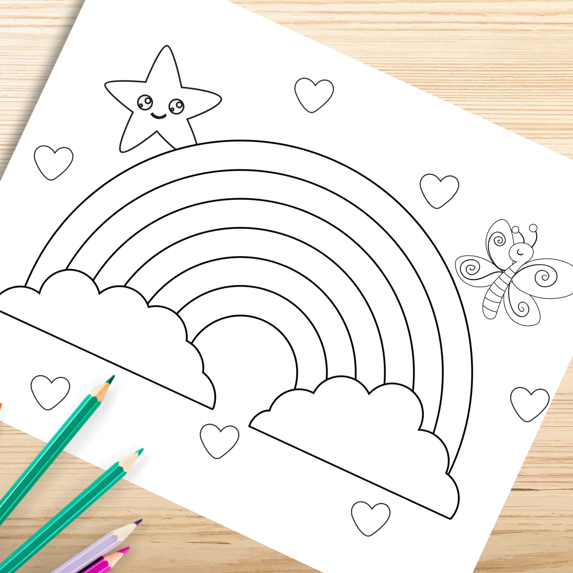 Rainbow Coloring Pages for Kids Printable Rainbow Coloring - Etsy