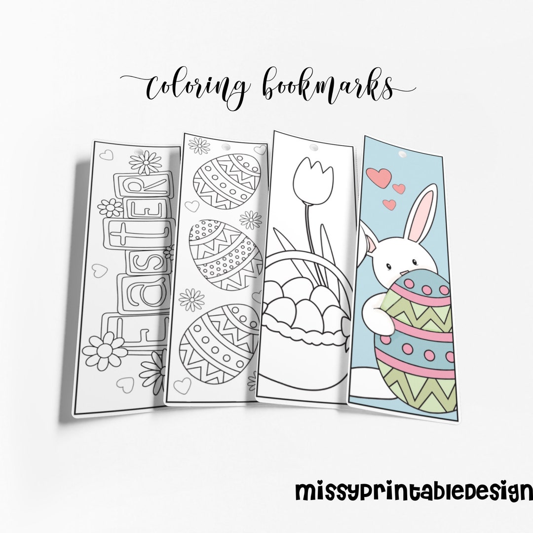 Easter Coloring Bookmarks (set of 4), Printable Easter Coloring, Party ...