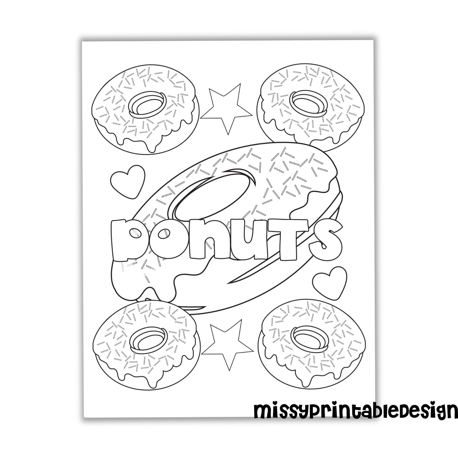 Donut Coloring Pages Printable Coloring Pages Donut Birthday - Etsy