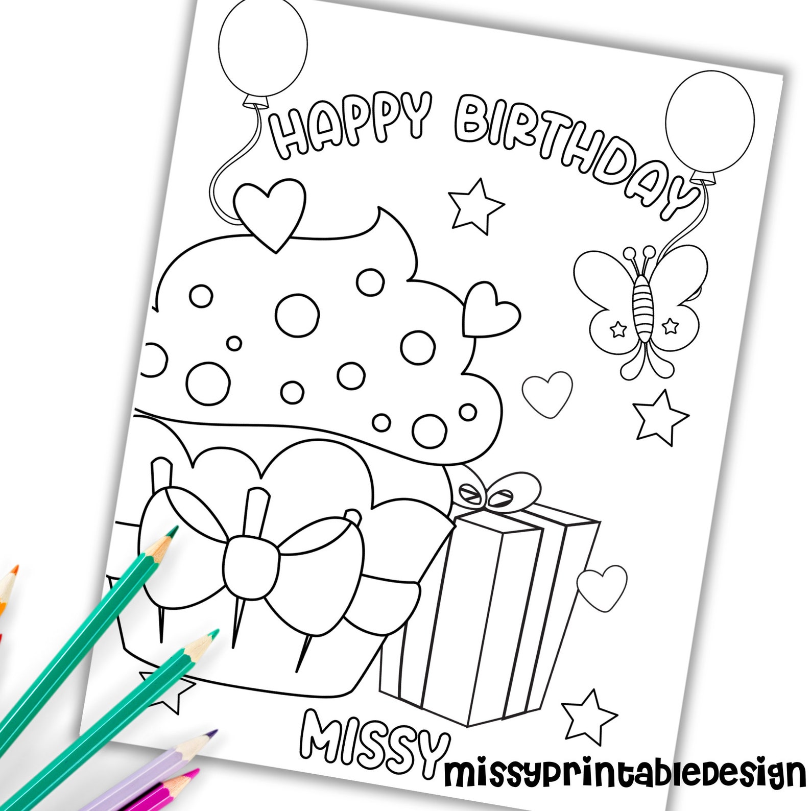Personalized Cupcake Party Coloring Pages Custom Cupcake - Etsy