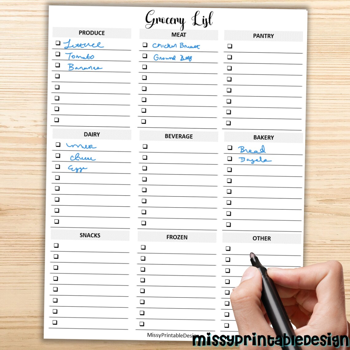 Grocery List Printable Home Organization Shopping List | Etsy