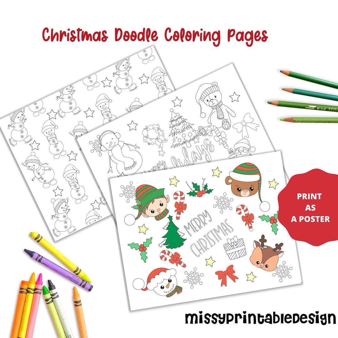 Christmas Doodle Coloring Pages, Printable Christmas Coloring Pages ...