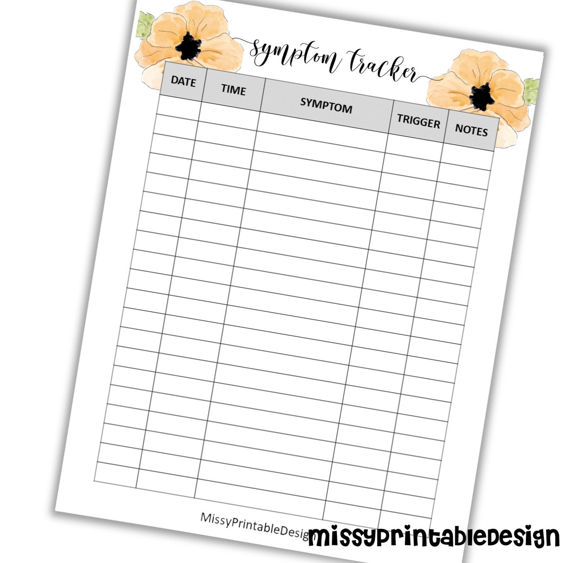 Symptom Tracker Journal Monthly Symptom Chart Symptom - Etsy